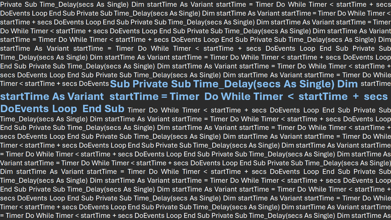 Time Delay Code For Vba Programs Alex Shaw Iii